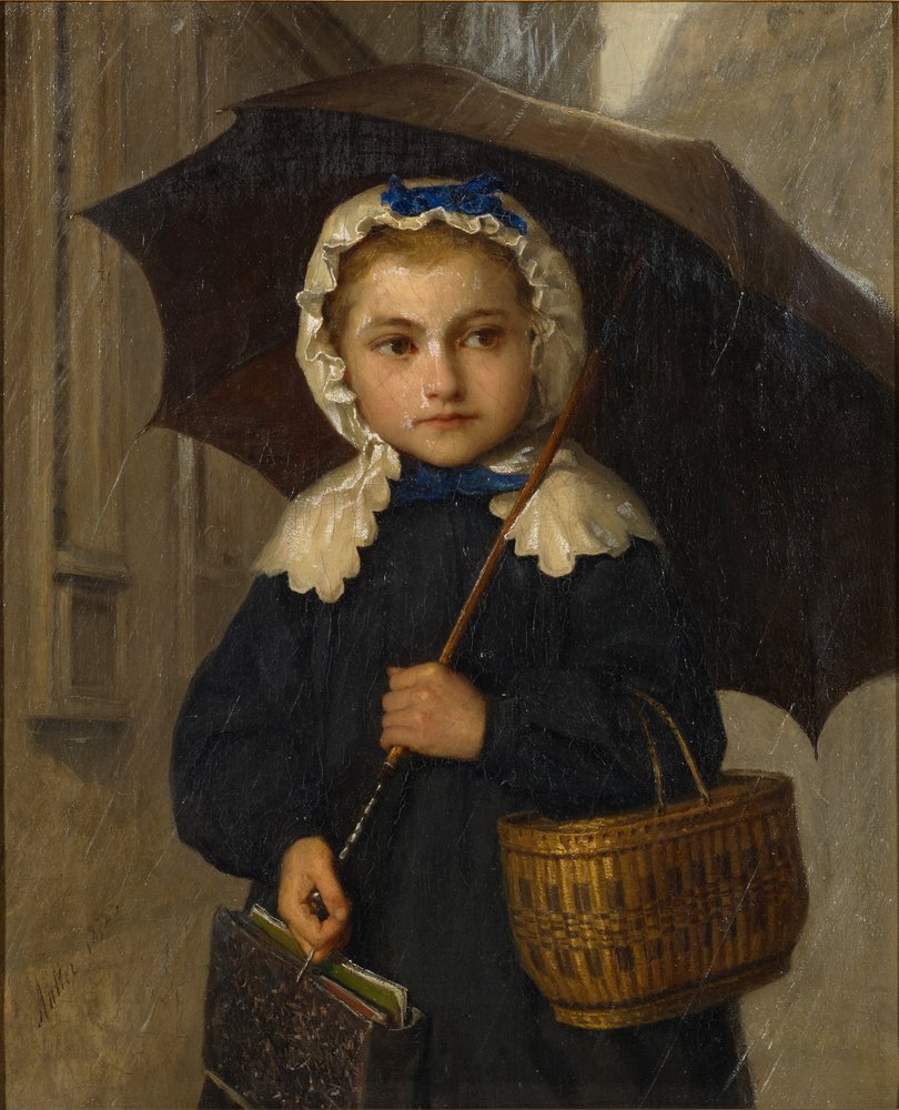 Louise Anker mit Regenschirm von Albert Anker: Kunstdruck