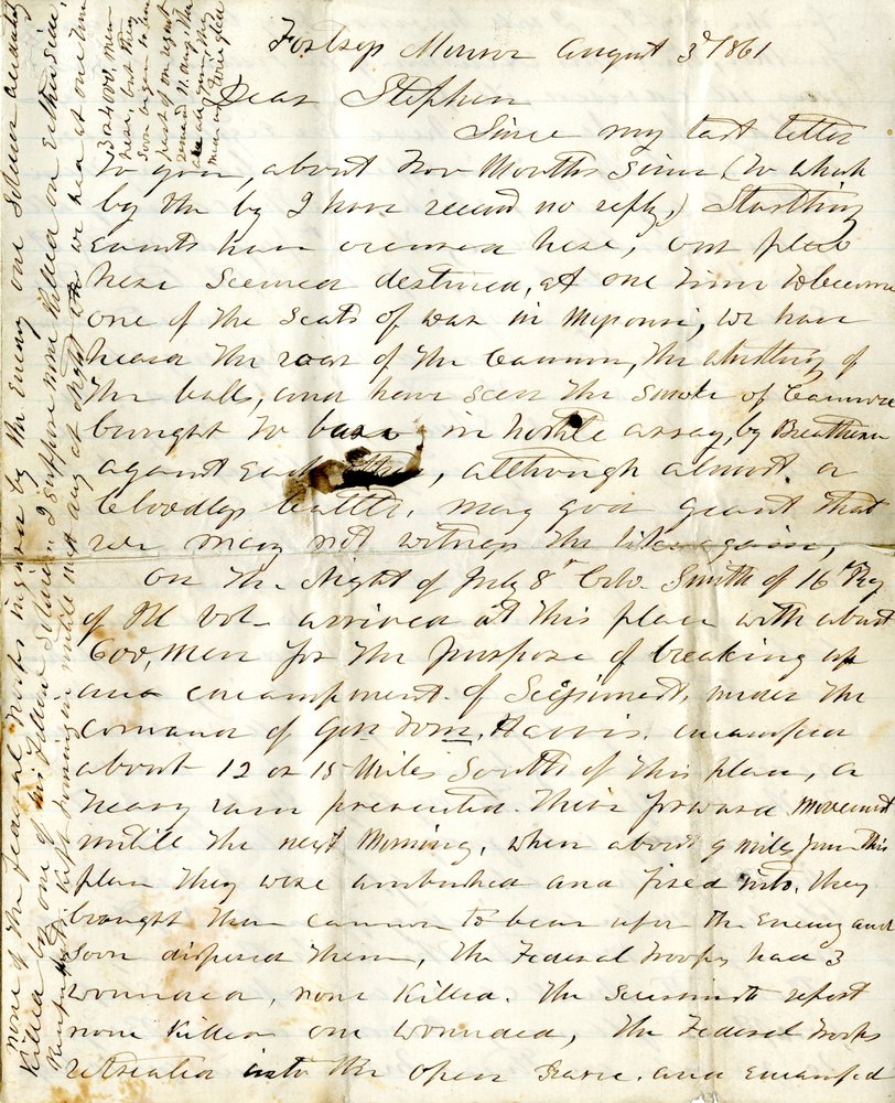 Brief [von Alfred Warner] an Stephen, 3. August 1861