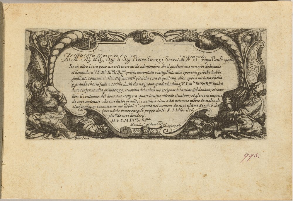 Frontispiz: Widmung an Pietro Strozzi von Antonio Tempesta