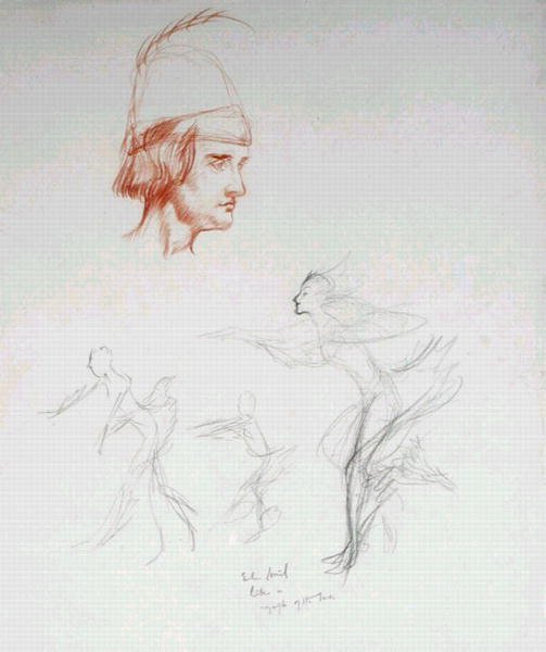 Ariel tritt als Nymphe auf, aus 'Der Sturm' von William Shakespeare ...