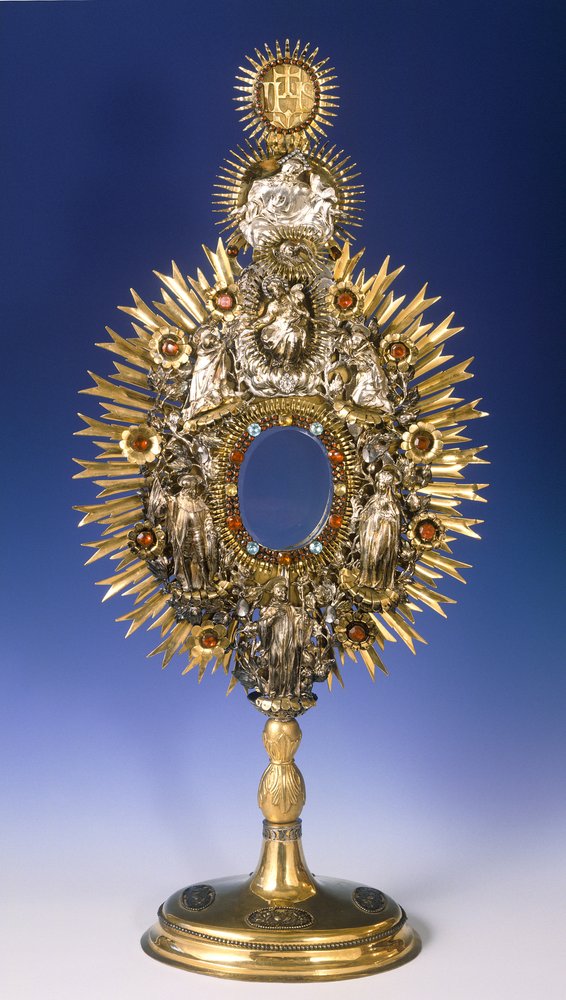 Barocke Monstranz (Silber mit eingelegten Juwelen und Vergoldung)