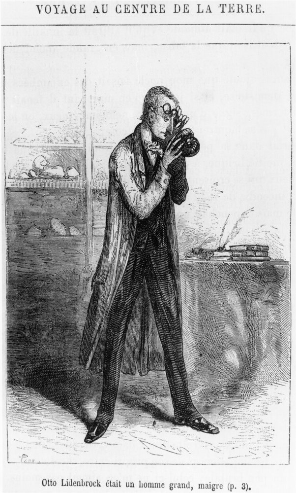 Professor Otto Lidenbrock, Illustration aus 'Reise zum Mittelpunkt der ...