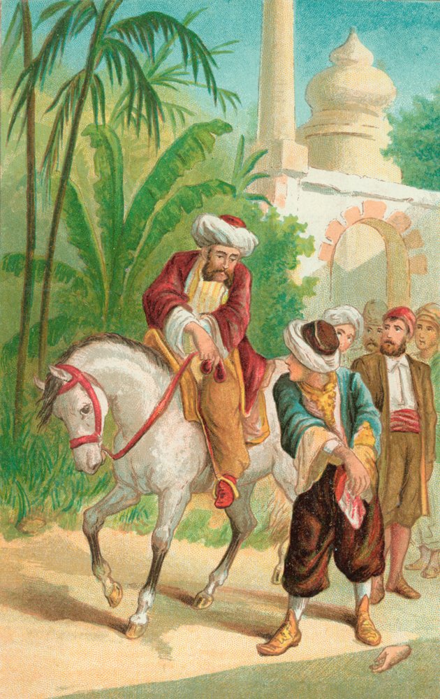 Der christliche Kaufmann von English School: Kunstdruck