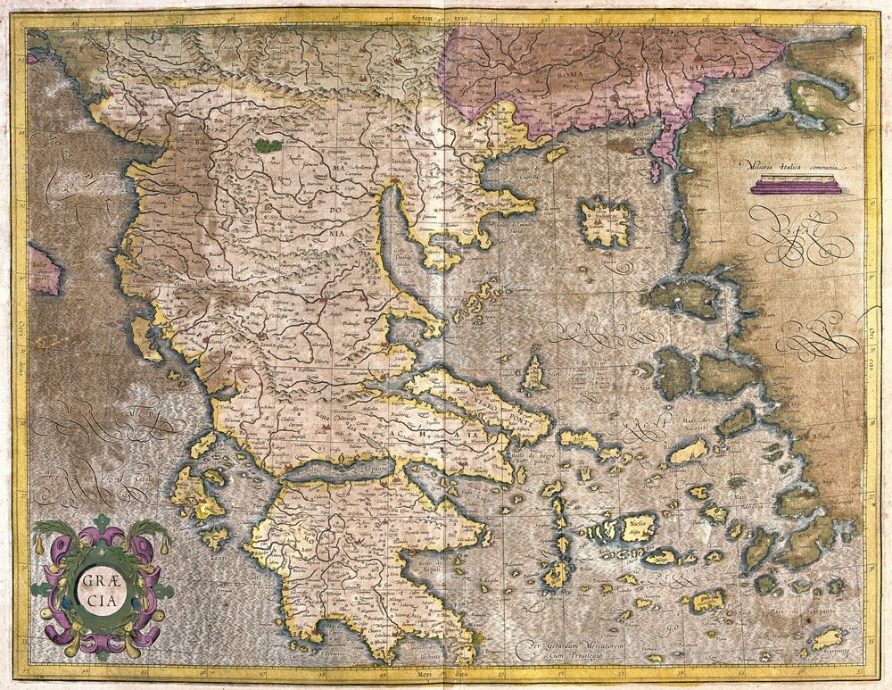 Griechenland (Stich) von Gerardus Mercator: Kunstdruck