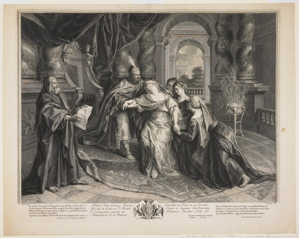 Esther vor Ahasverus, um 1705 von Gérard Audran: Kunstdruck