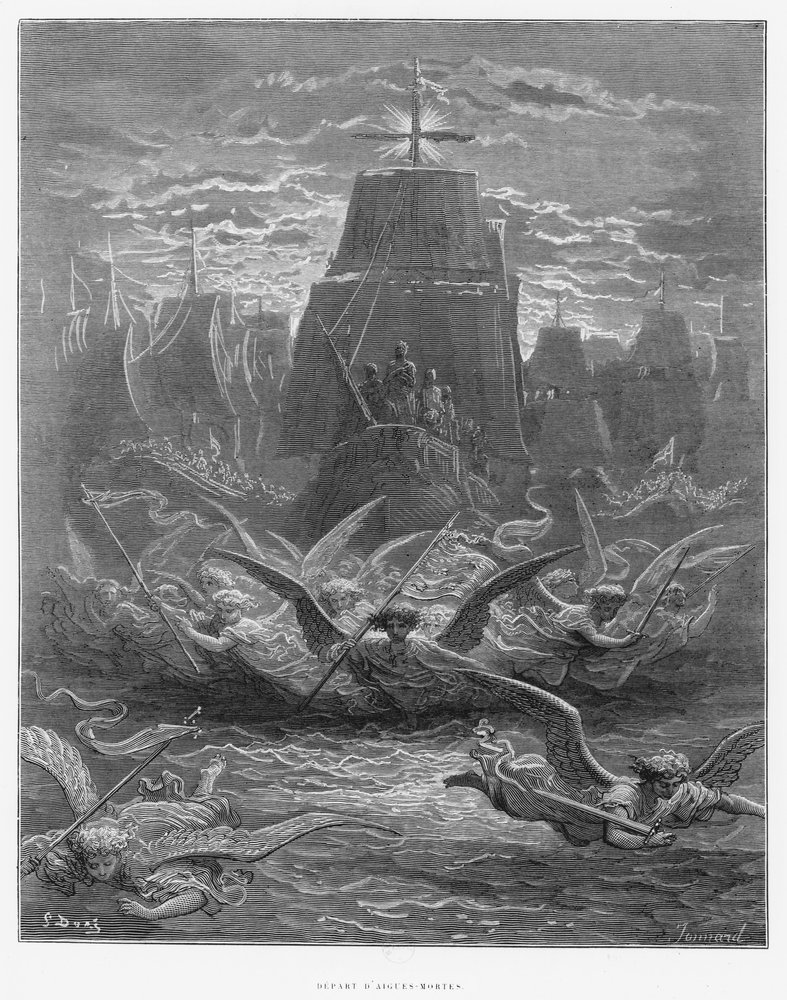 St. Louis (1214-70) verlässt Aigues-Mortes, Illustration aus 'Histoire ...