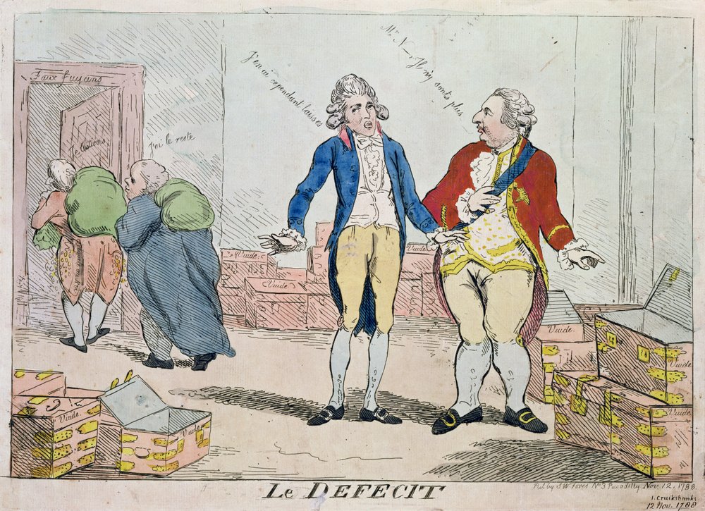 Le Deficit, 1788 von Isaac Robert Cruikshank: Kunstdruck