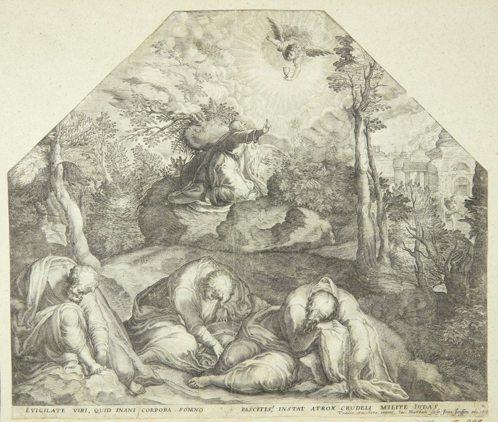 Jesus im Garten Gethsemane von Jacob Matham: Kunstdruck