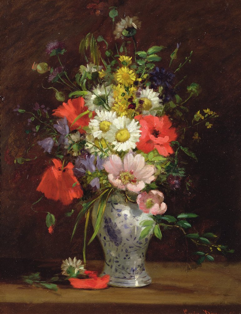 Stillleben mit Blumen in einer Vase, ca. 1866