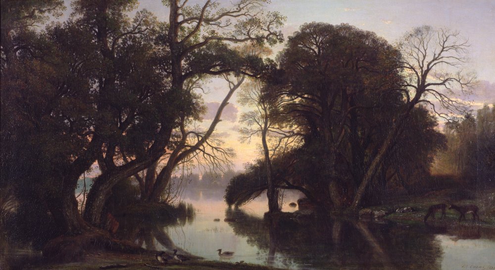 Ein Herbstabend, 1852 von Nicolas Louis Cabat: Kunstdruck