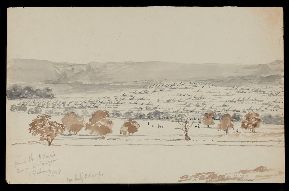 Lager von General Sir Hugh Rose in Saugor, 6. Februar 1858