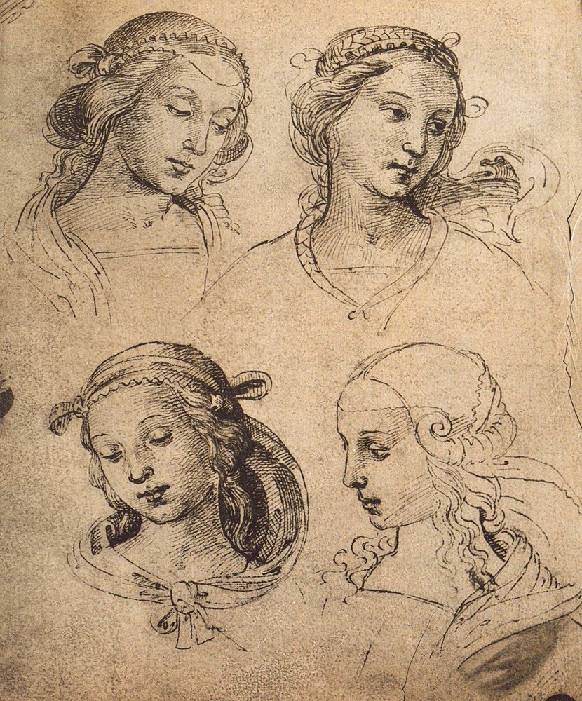 Studie von vier weiblichen Gesichtern (Gallerie dell'Accademia, Venedig)