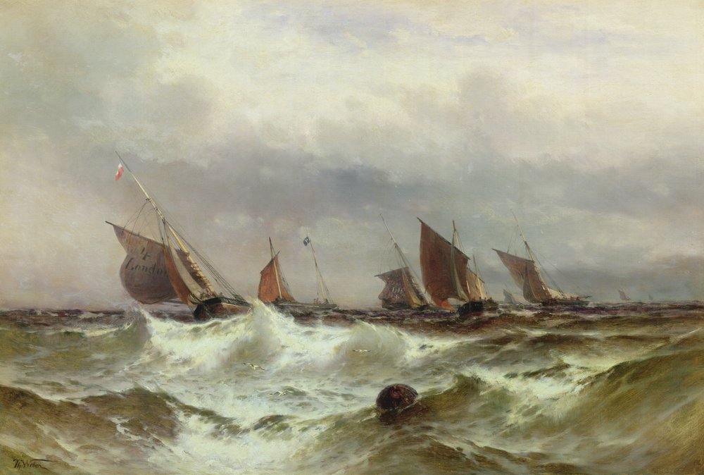 Dover-Pilot und Fischerboote von Theodore Weber: Kunstdruck