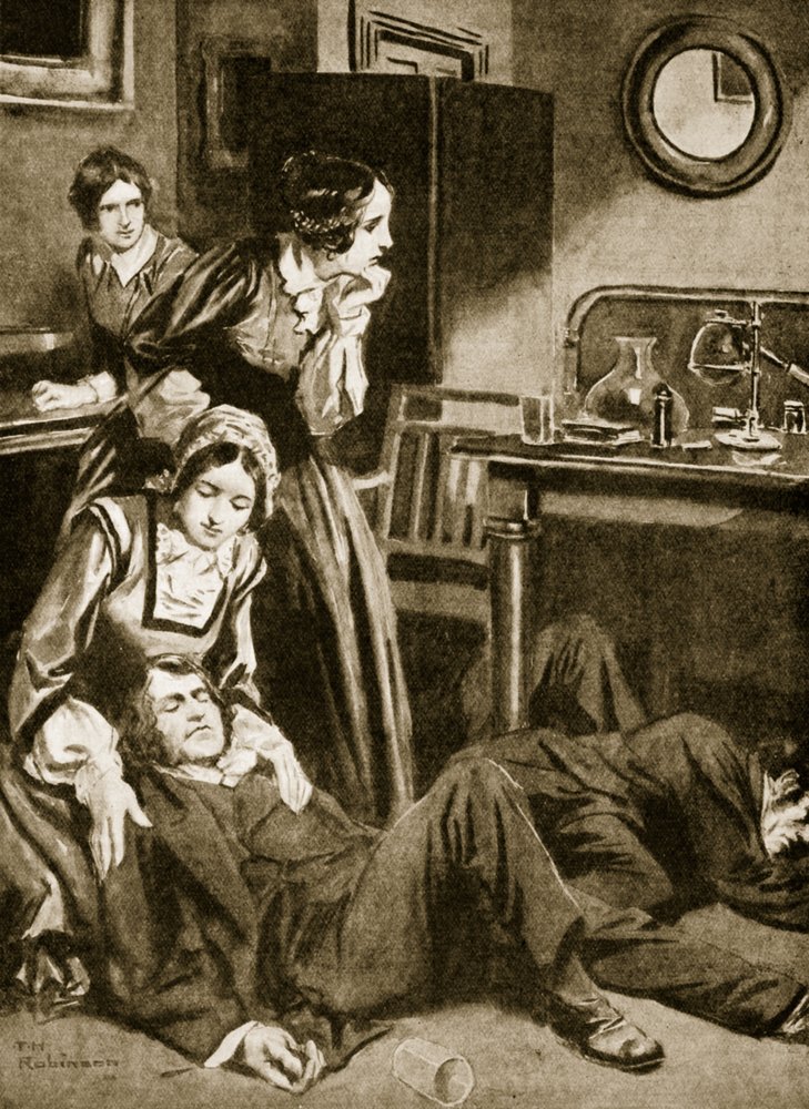 James Simpson und seine Assistenten entdecken Chloroform, November 1847