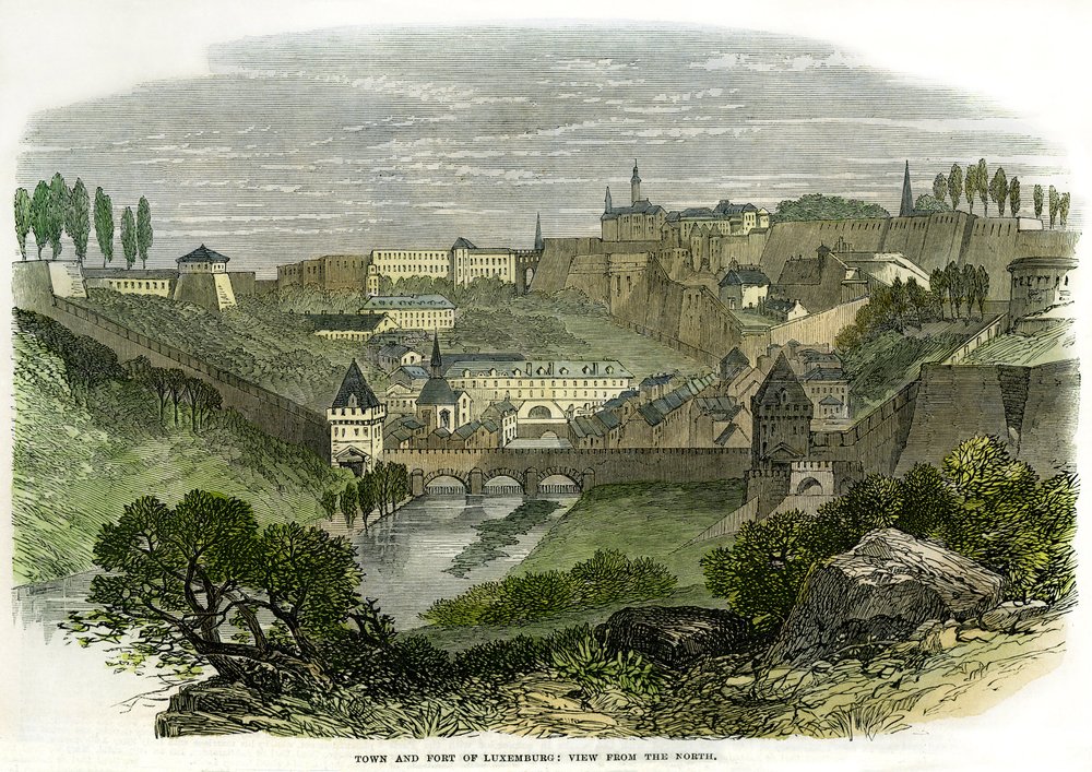 Die Stadt und die Festung Luxemburg vom Norden gesehen von