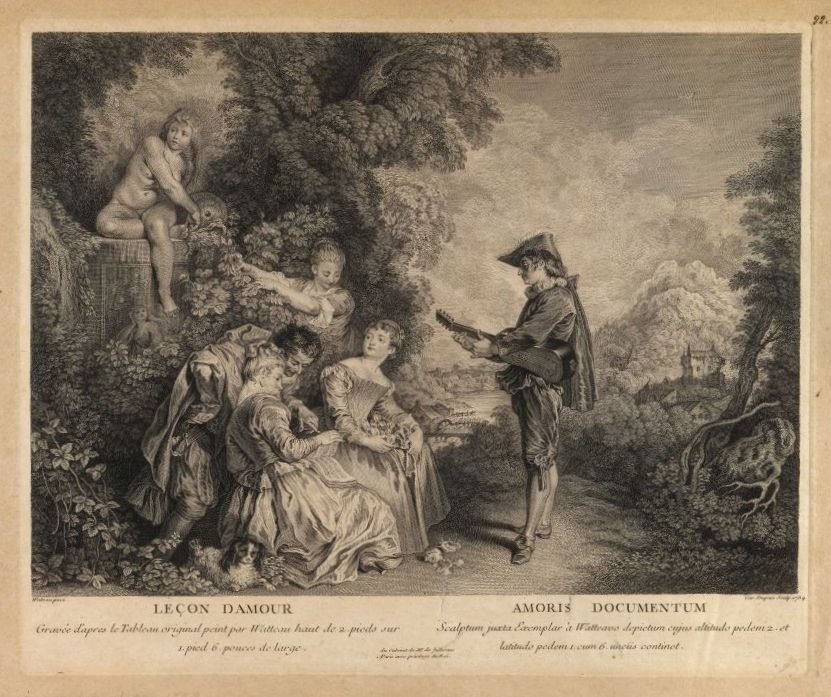 Lektion der Liebe von Jean Antoine Watteau: Kunstdruck