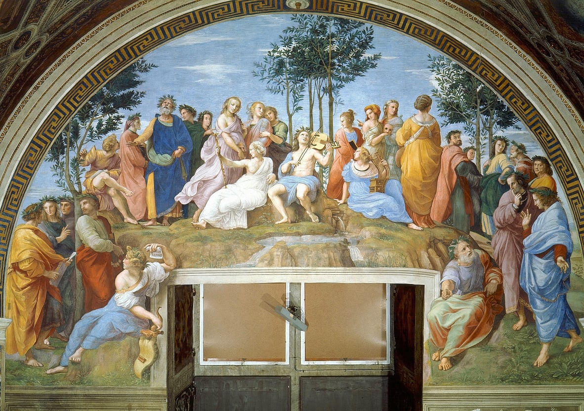 Der Parnassus von Raffaello Sanzio Raphael: Kunstdruck
