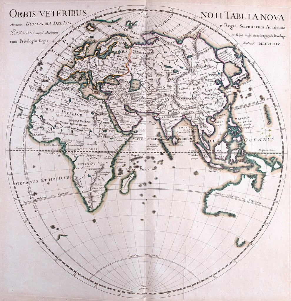 Weltkarte von Alexis Hubert Jaillot: Kunstdruck kaufen