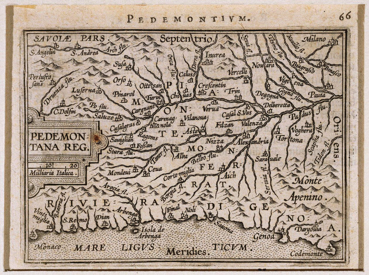 Piemont und Westligurien. Aus Theatrum Orbis Terrarum von Abraham Ortelius
