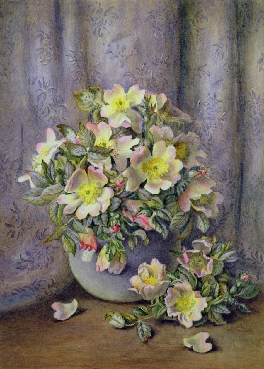 Stillleben mit Rosen von Agnes Louise Holding: Kunstdruck