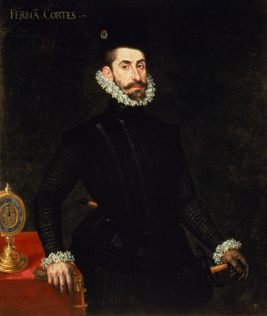 Porträt von Hernan Cortes von Alonso Sánchez Coello