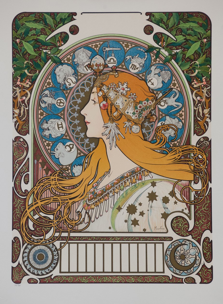 Zodiaque Zodiac, 1896 von Alphonse Mucha: Kunstdruck