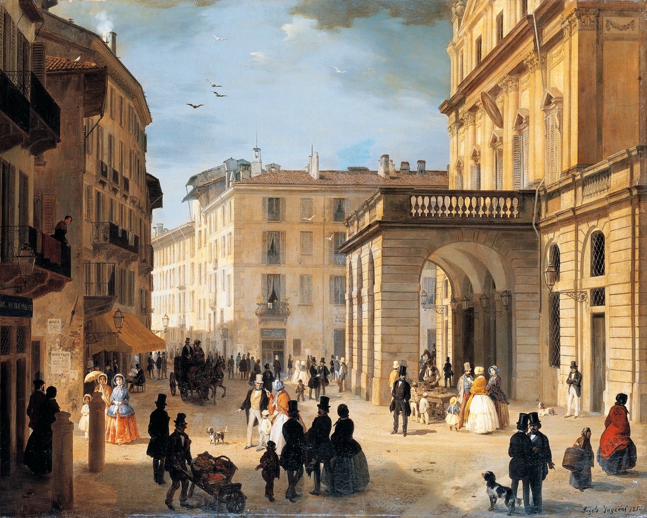 Piazza della Scala in Mailand von Angelo Inganni: Kunstdruck