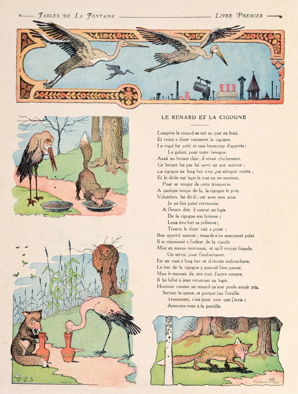 Der Storch und der Fuchs, aus den 'Fabeln' von Jean de la Fontaine, 1906