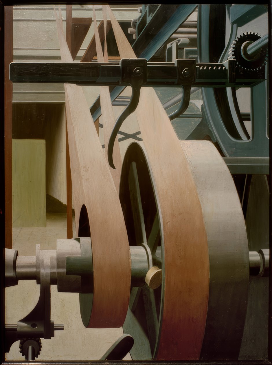 Schwungrad mit Treibriemen von Carl Grossberg: Kunstdruck