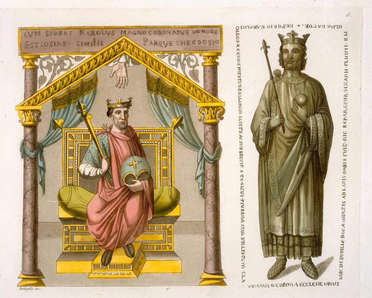 HRR Karl II. (der Kahle) auf dem Thron, nach einem Manuskript in der ...