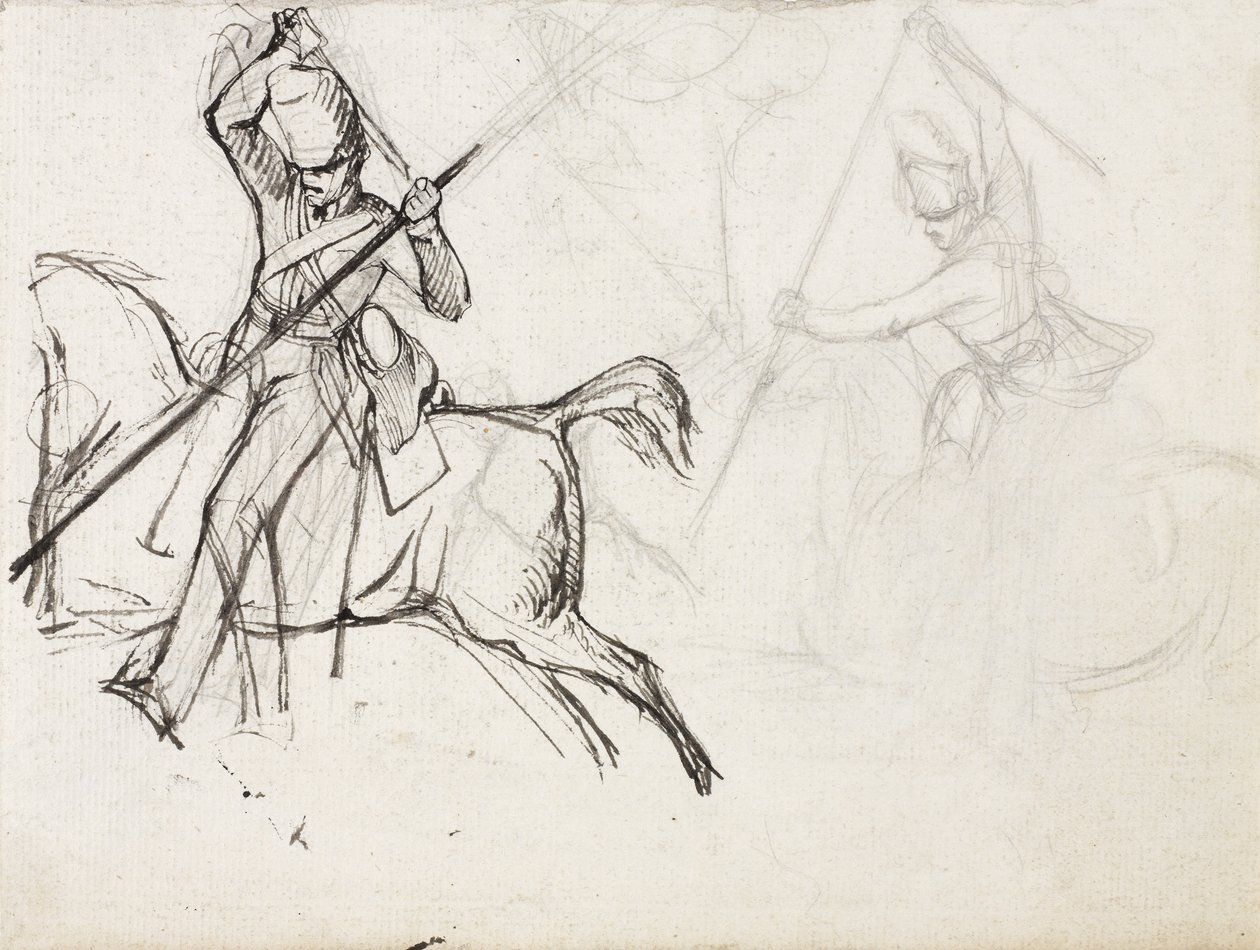 Studien für die Figur von Sergeant Ewart, Scots Greys, für das Gemälde ...