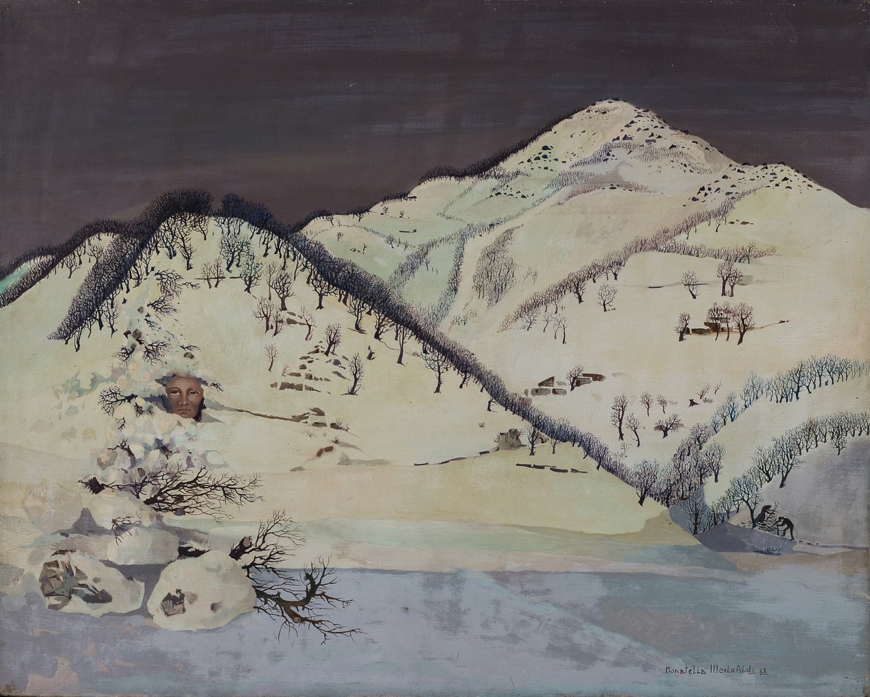 Der Mann im Schnee von Donatella Merlo: Kunstdruck kaufen