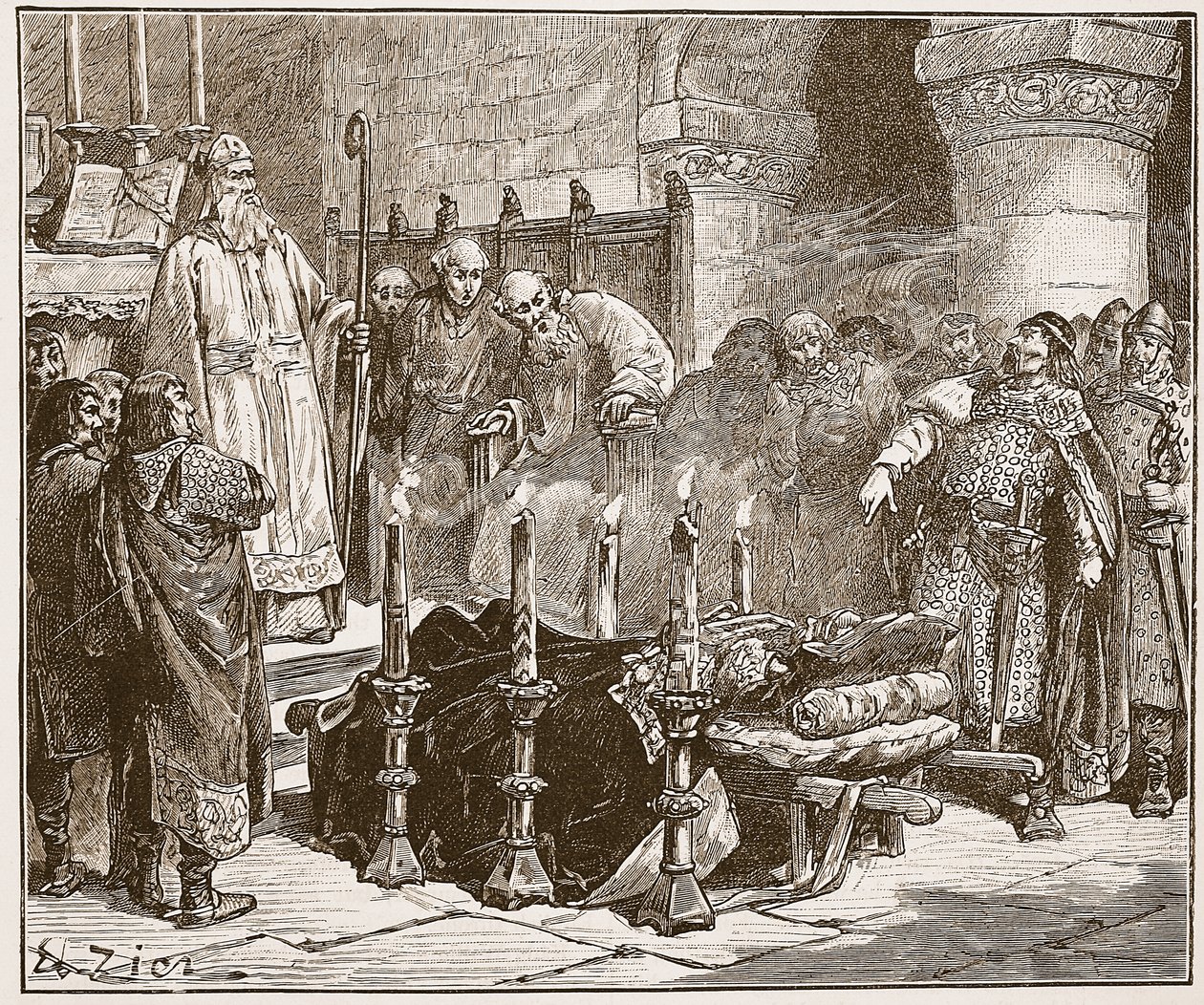 Fitz-Arthur verbietet die Beerdigung von William, Illustration aus ...
