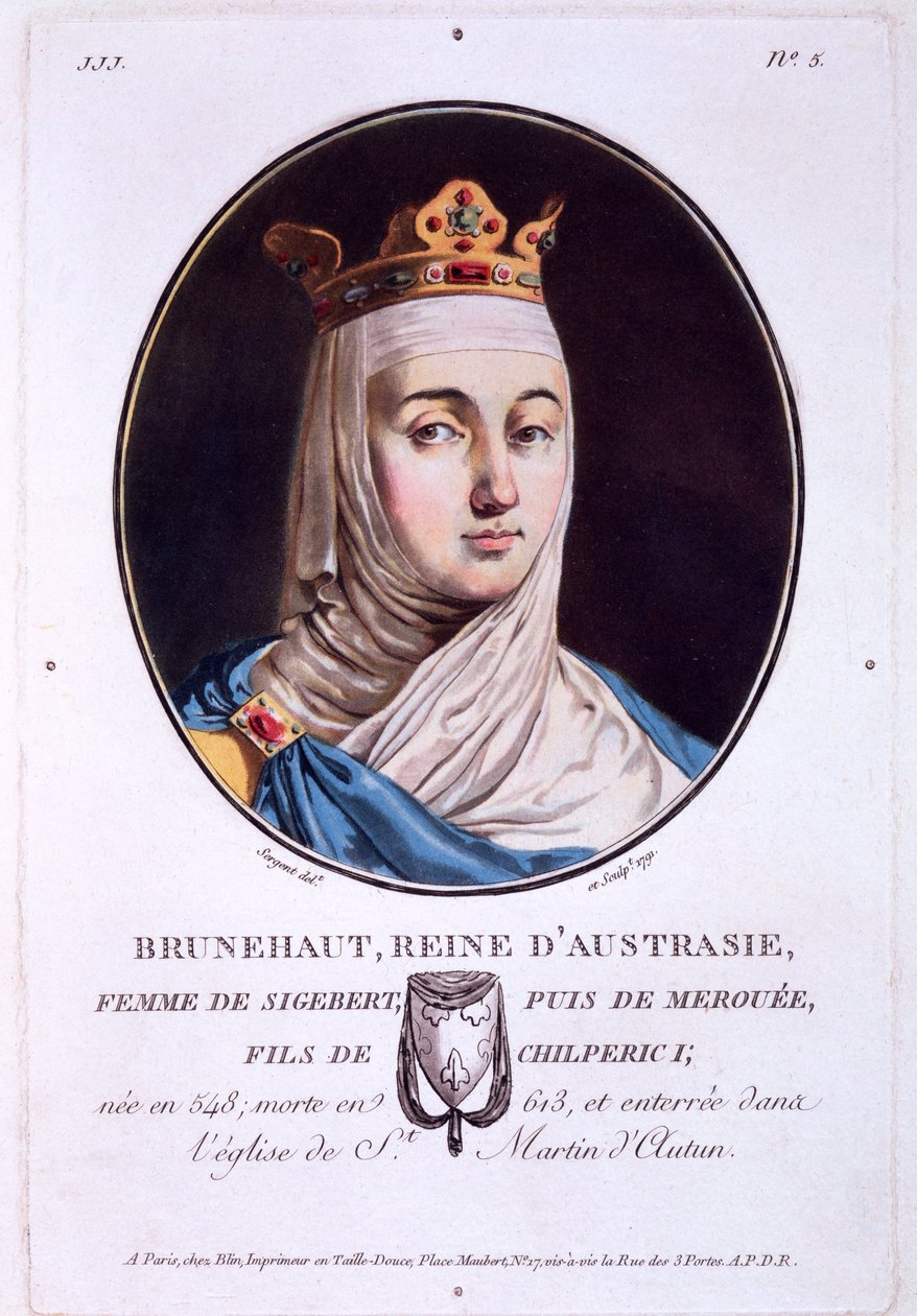 Brunhilda, Königin von Austrasien, aus Portraits des grands hommes ...