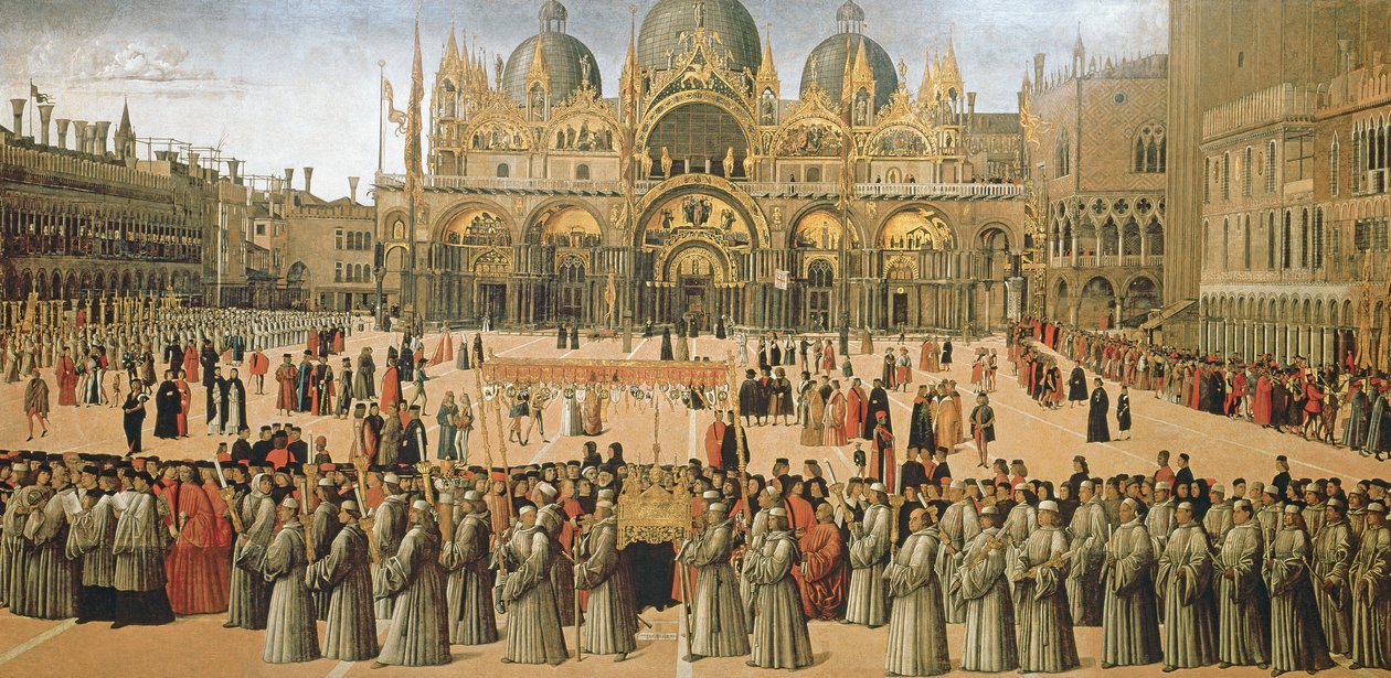 Prozession auf dem Markusplatz, 1496 von Gentile Bellini