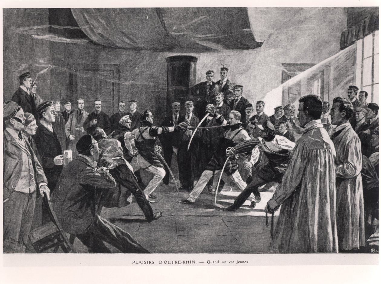 Student oder Mensur-Duell, frühes 20. Jahrhundert