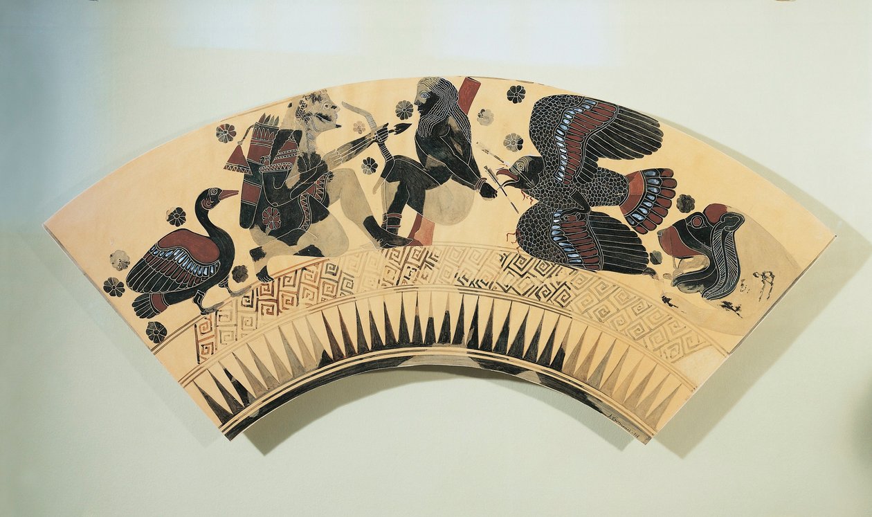 Fragment einer Vase, Herakles befreit Prometheus von seinem Adlerqual ...