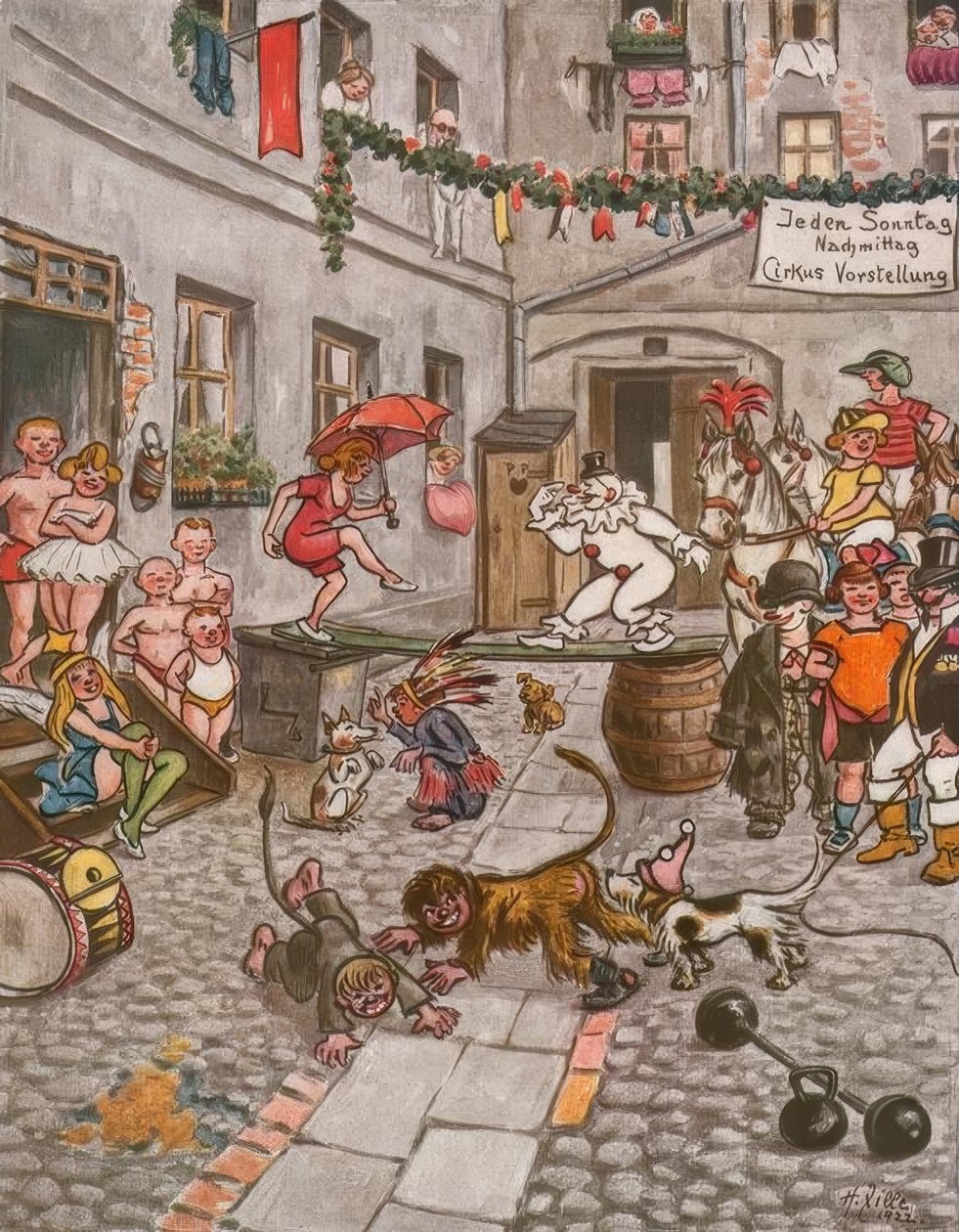 Zirkusspiel im Hinterhof von Heinrich Zille: Kunstdruck
