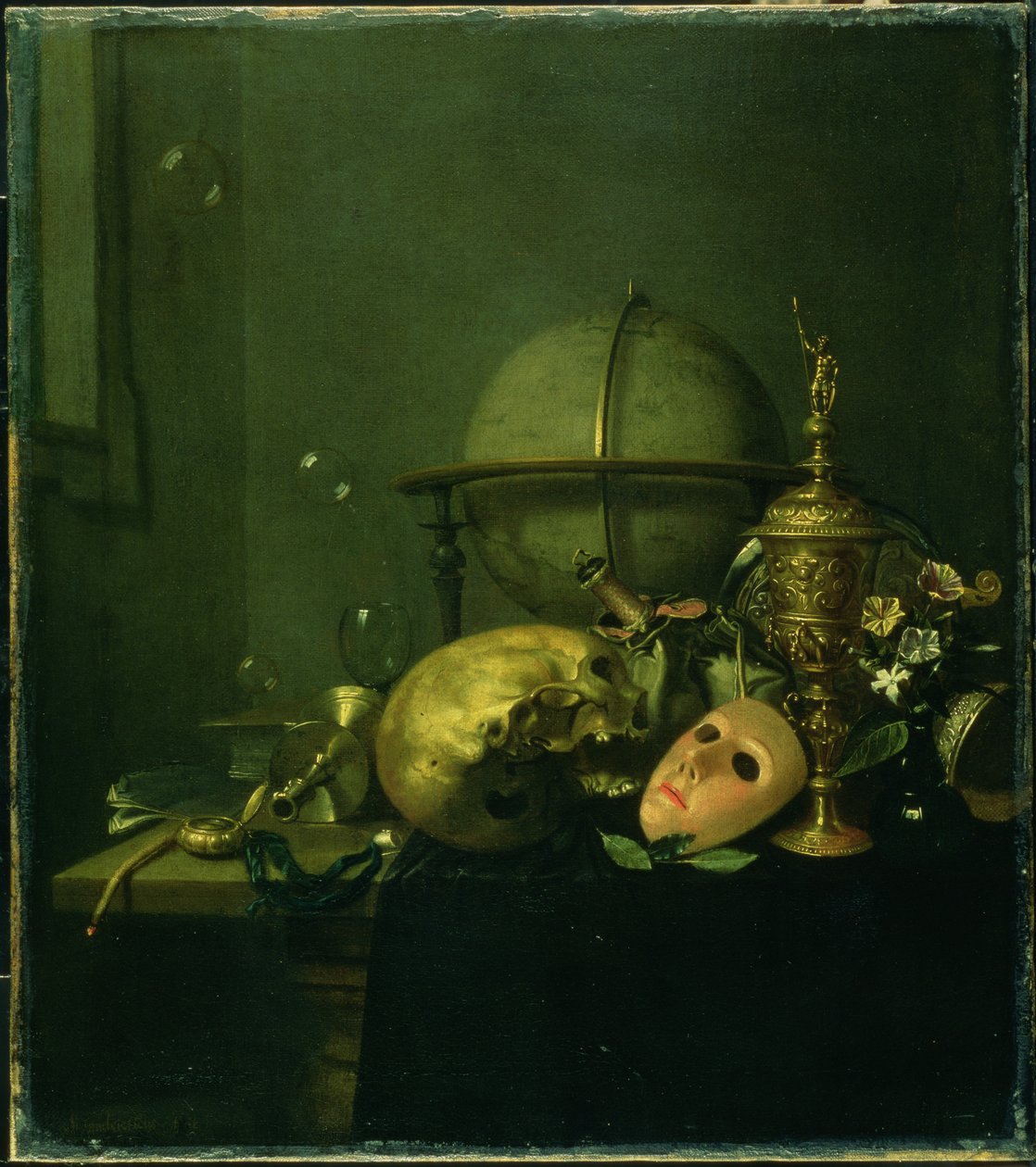 Stillleben mit Maske von Hendrick Andriessen: Kunstdruck