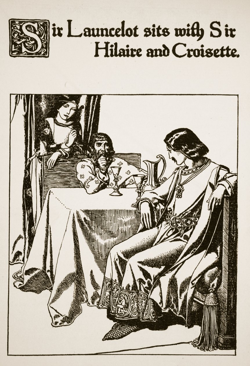Sir Launcelot sitzt mit Sir Hilaire und Croisette, Illustration aus ...