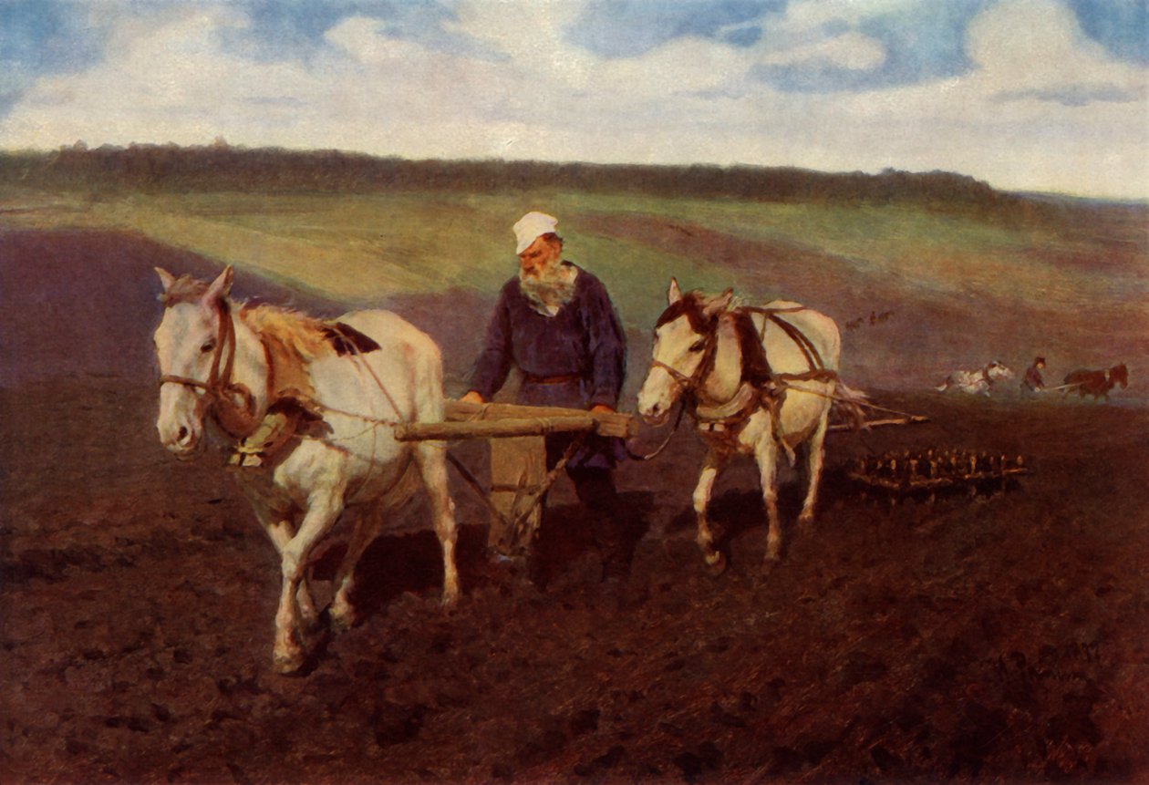 Der Pflüger Leo Nikolajewitsch Tolstoi beim Pflügen, 1887, 1965