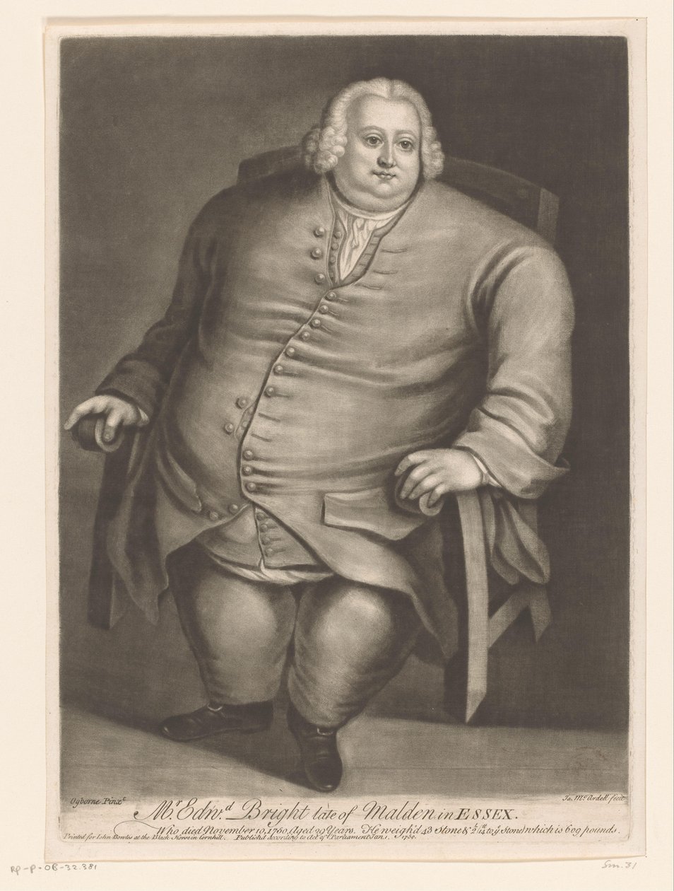 Porträt von Edward Bright von James McArdell: Kunstdruck