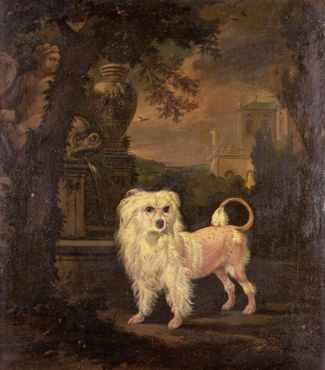 Ein Löwchen bei einem Brunnen von Jan Wyck: Kunstdruck