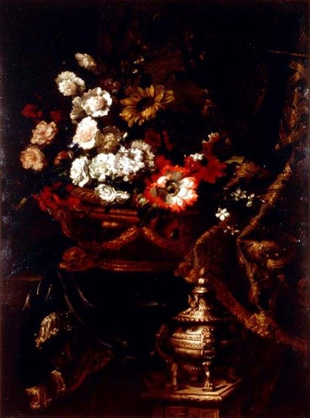 Stilleben mit Blumen von Jean Baptiste Monnoyer: Kunstdruck