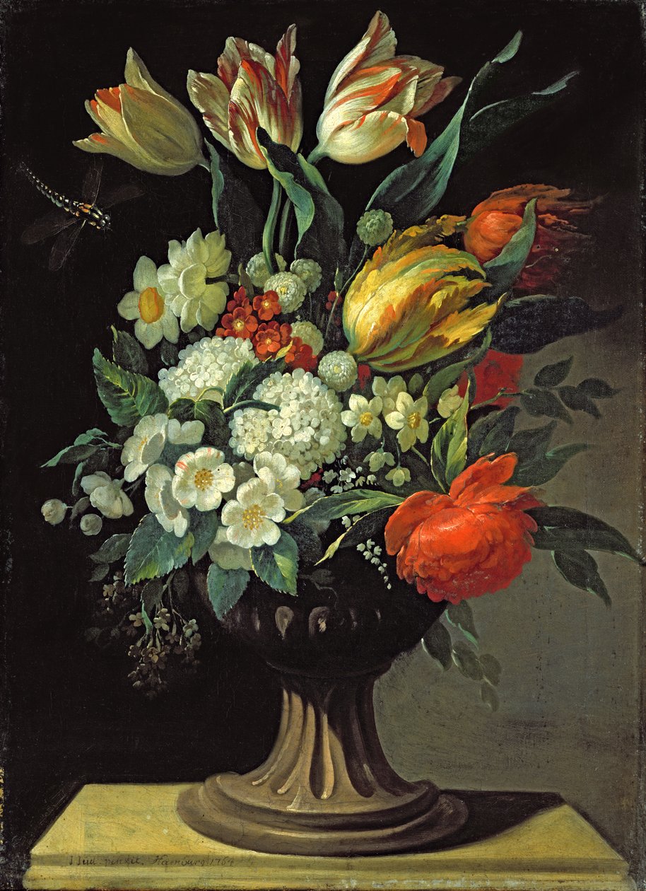 Stillleben mit Blumen, 1764 von Jens Juel: Kunstdruck