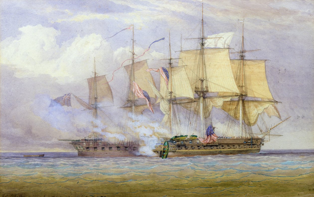 Der Moment des Sieges zwischen HMS 'Shannon' und dem amerikanischen ...