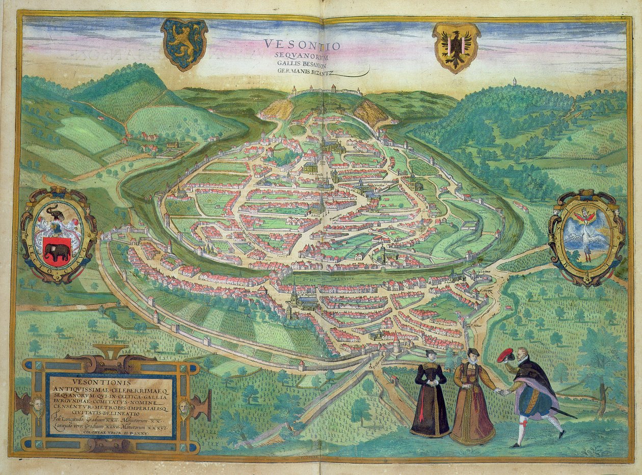 Karte von Besancon, aus 'Civitates Orbis Terrarum' von Georg Braun ...