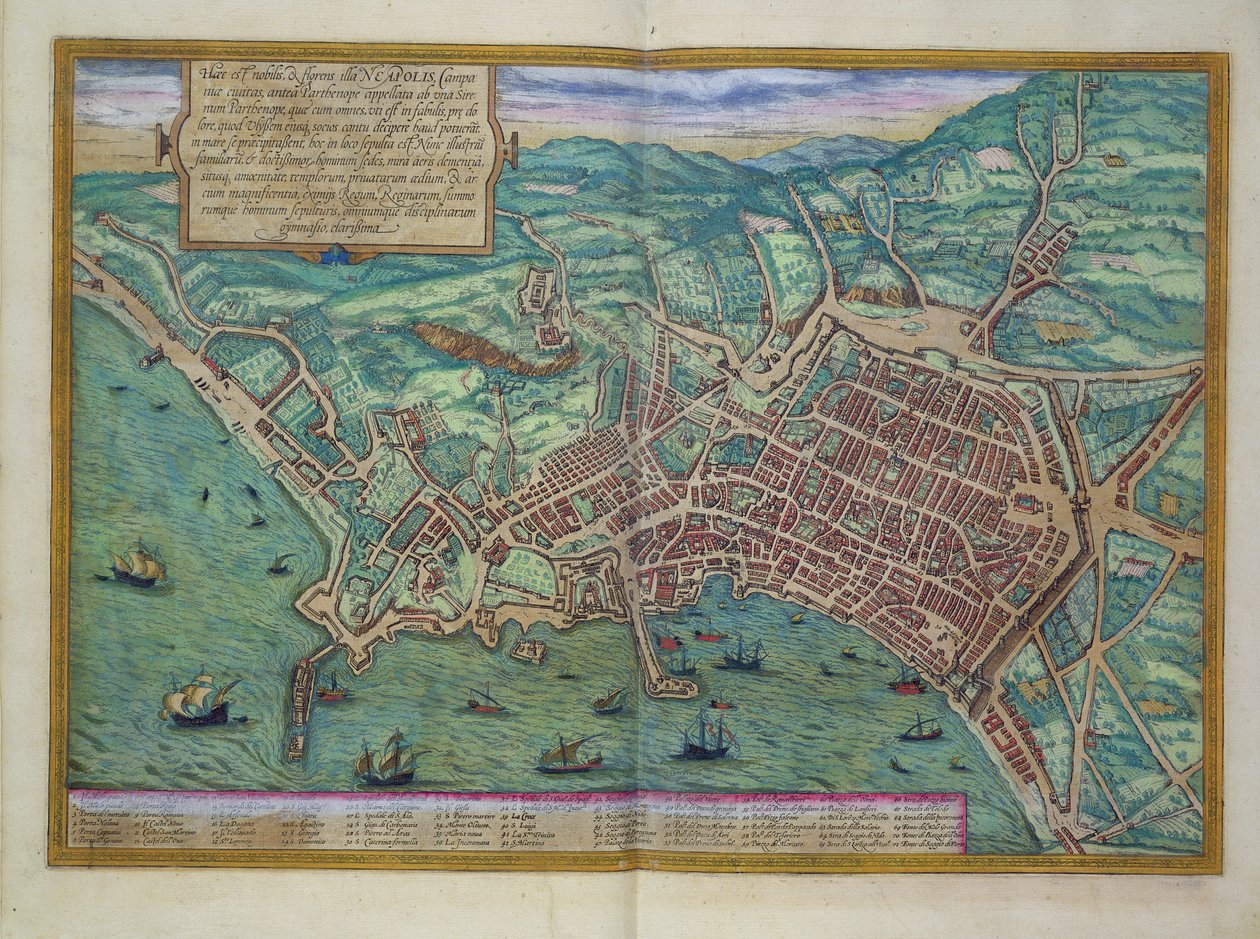 Karte von Neapel, aus 'Civitates Orbis Terrarum' von Georg Braun (1541 ...