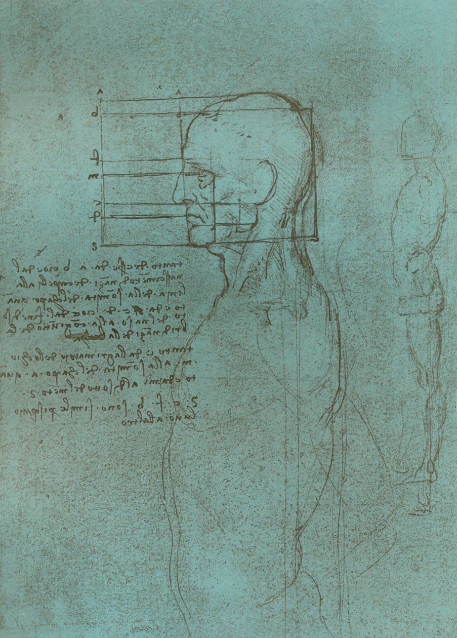 Zeichnung zur Theorie der Proportionen der menschlichen Figur, um 1472 ...