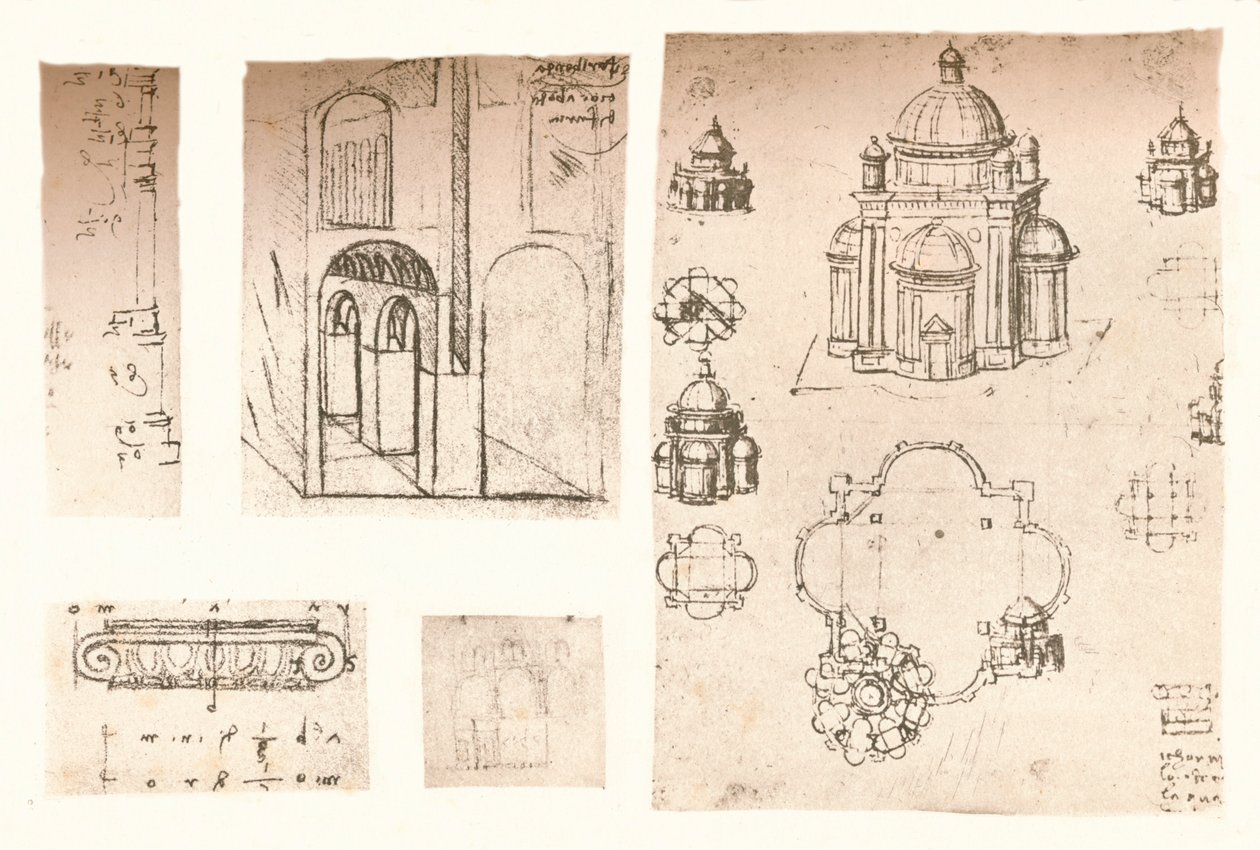 Fünf architektonische Zeichnungen, um 1472-1519, 1883